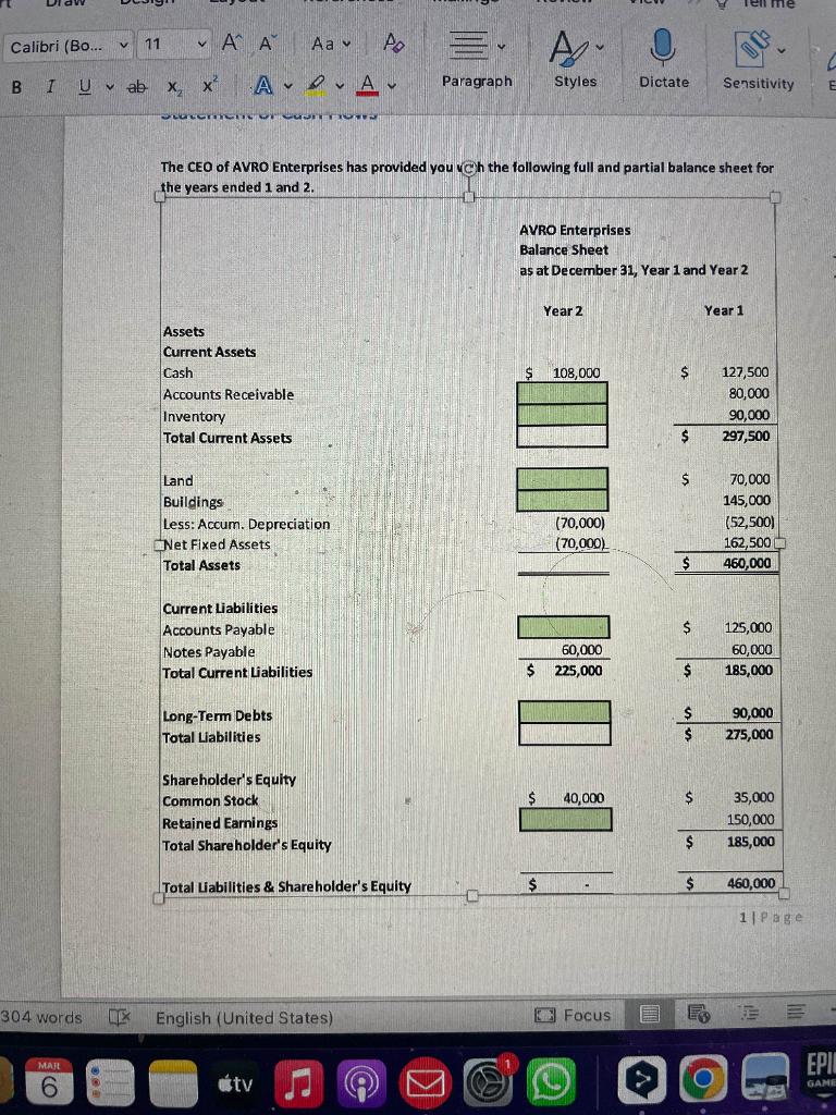 Solved The CEO of AVRO Enterprises has provided you VCCh the | Chegg.com