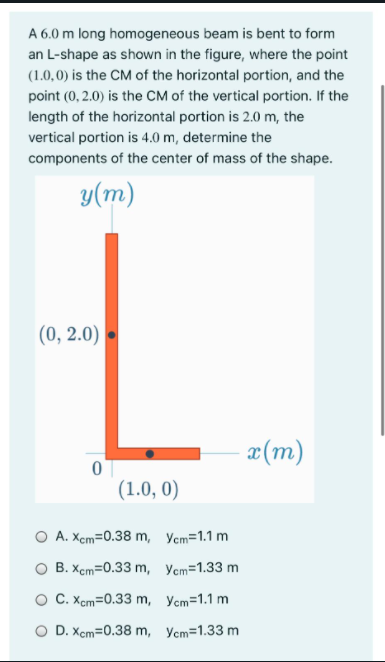 Solved A 6.m long homogeneous beam is bent to form L shape | Chegg.com