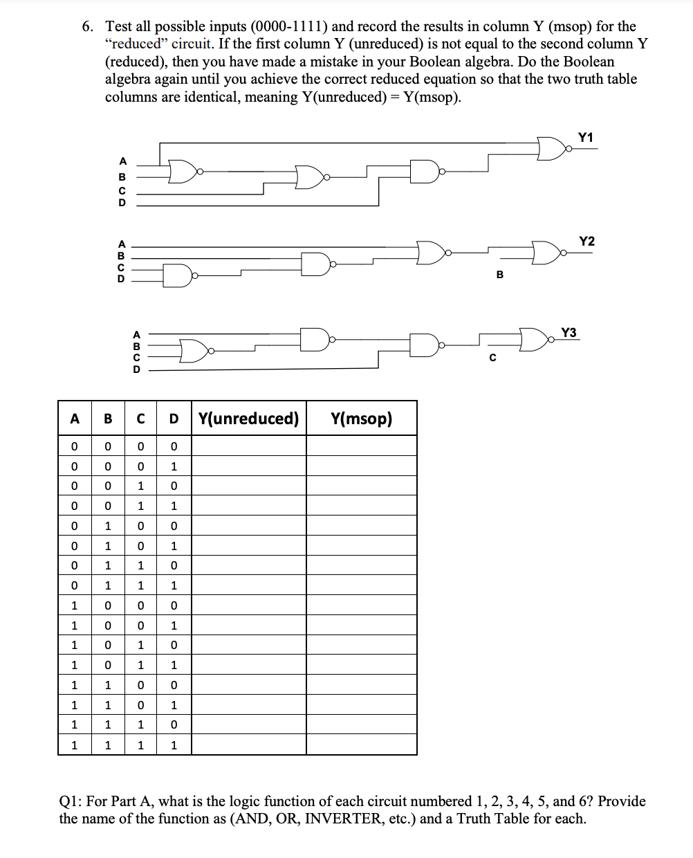 Solved Experiment # 5B Title: NAND/NOR Boolean algebra | Chegg.com