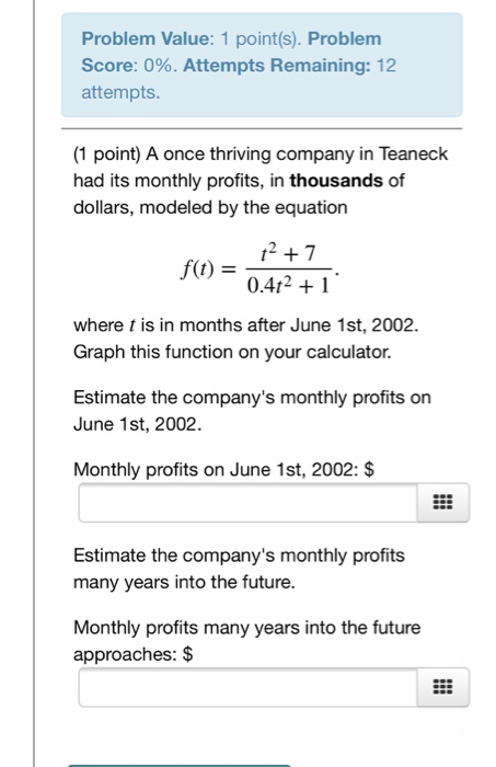 Solved Problem Value: 1 point(s). Problem Score: 0%. | Chegg.com