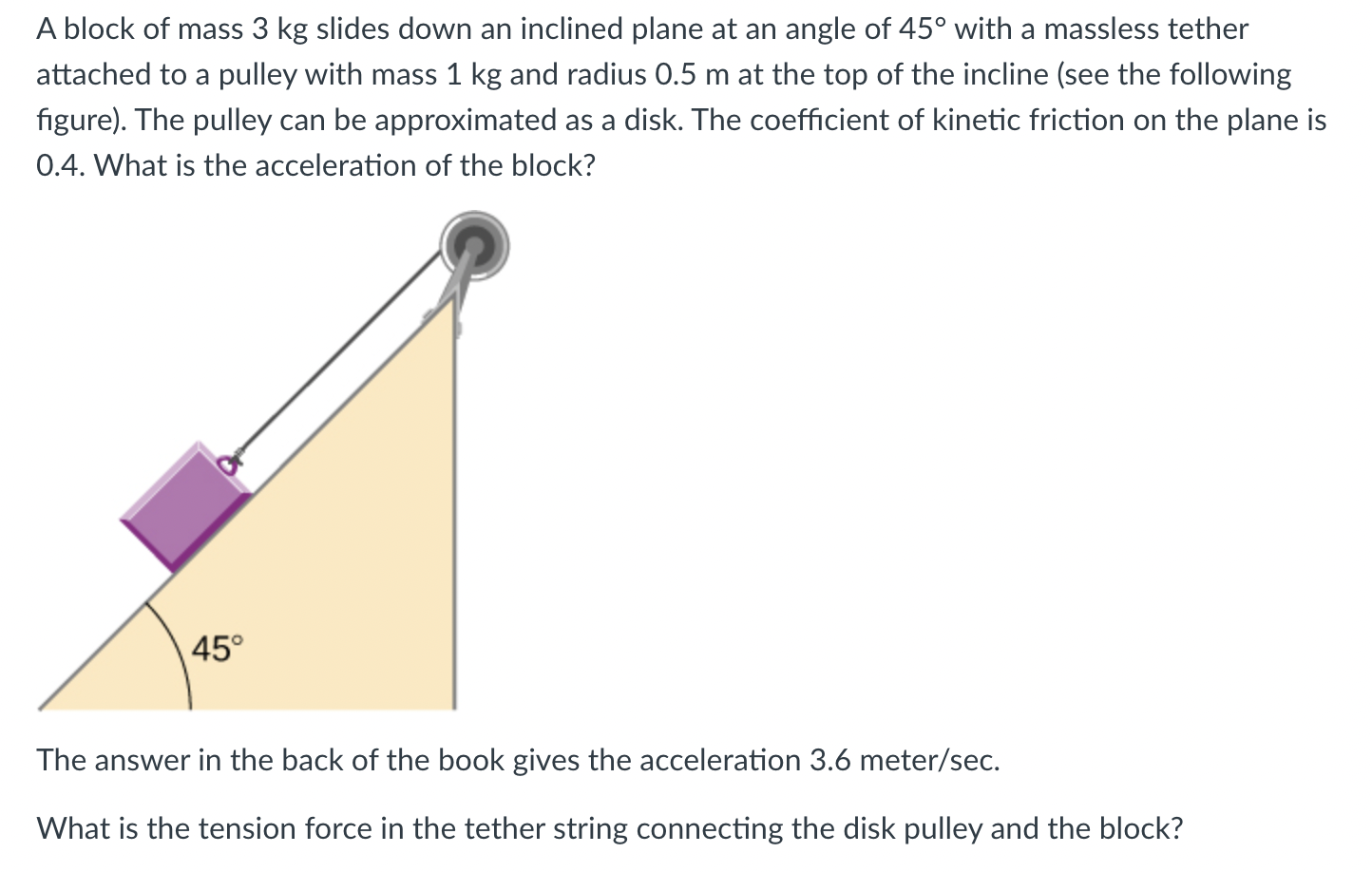 Solved A block of mass 3 kg slides down an inclined plane at | Chegg.com