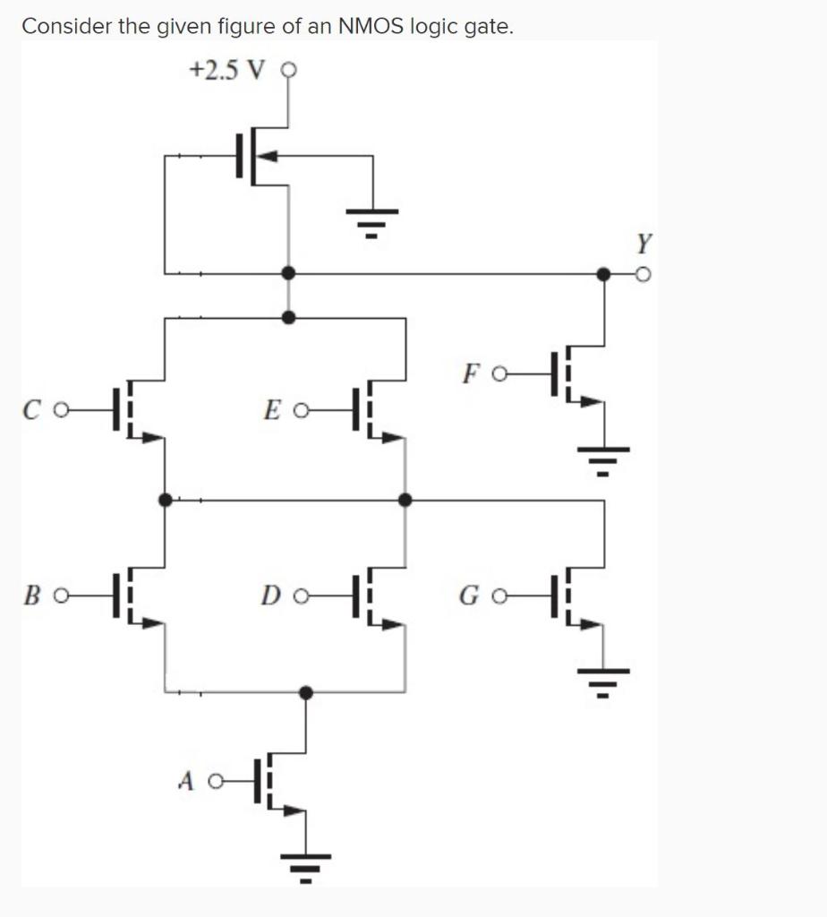 Solved Consider the given figure of an NMOS logic gate. +2.5 | Chegg.com