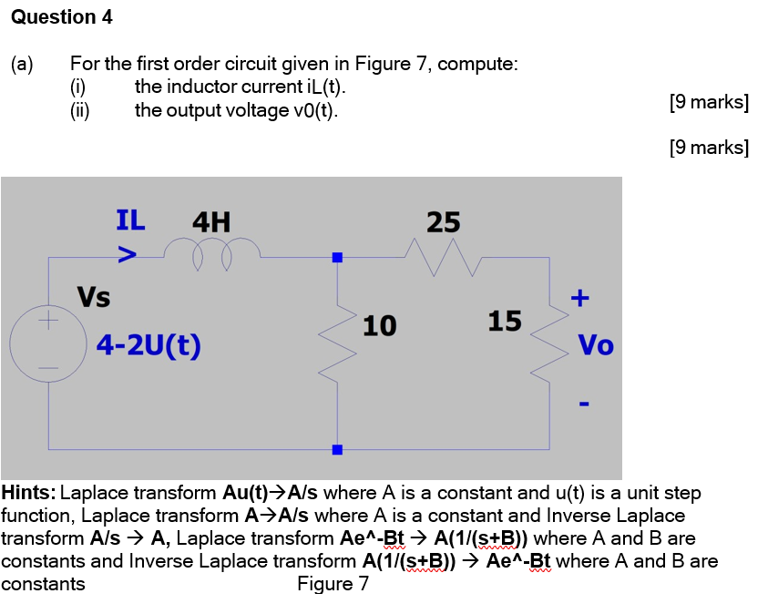Solved (a) For the first order circuit given in Figure 7, | Chegg.com