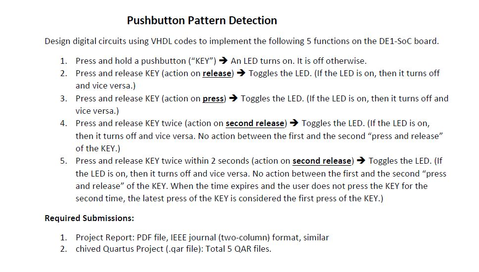 Pushbutton Pattern Detection Design digital circuits | Chegg.com