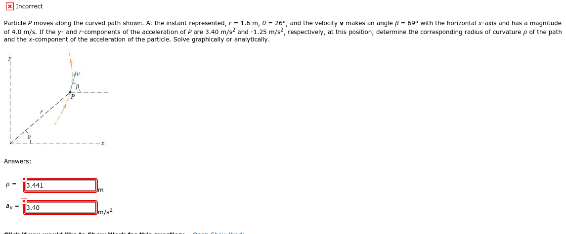 Solved Particle P moves along the curved path shown. At the | Chegg.com
