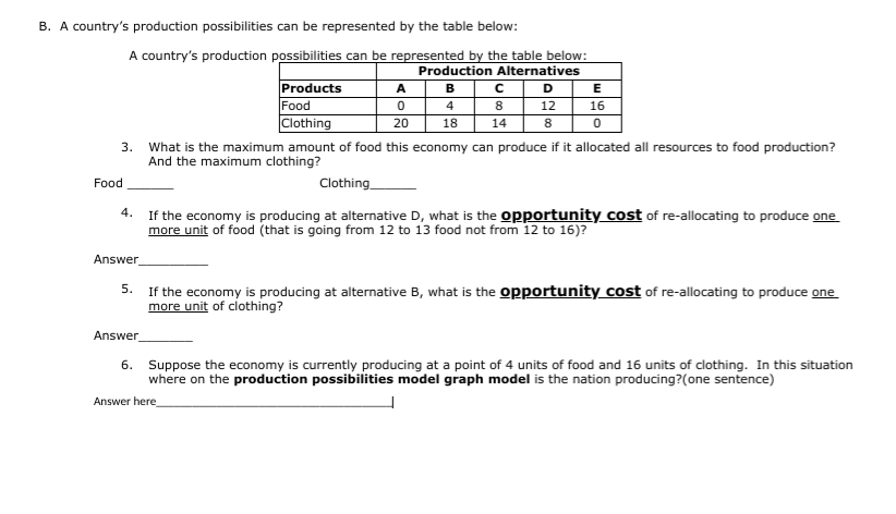 Solved B. A country's production possibilities can be | Chegg.com