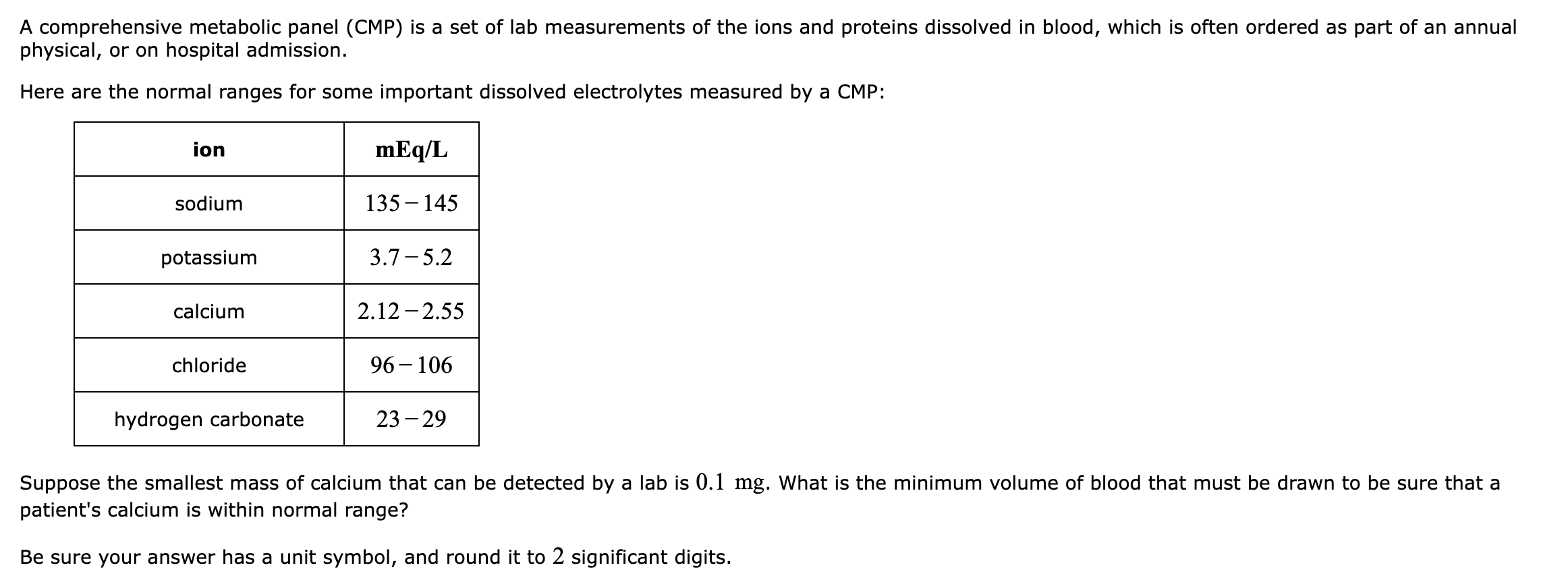 Solved A comprehensive metabolic panel (CMP) is a set of lab | Chegg.com