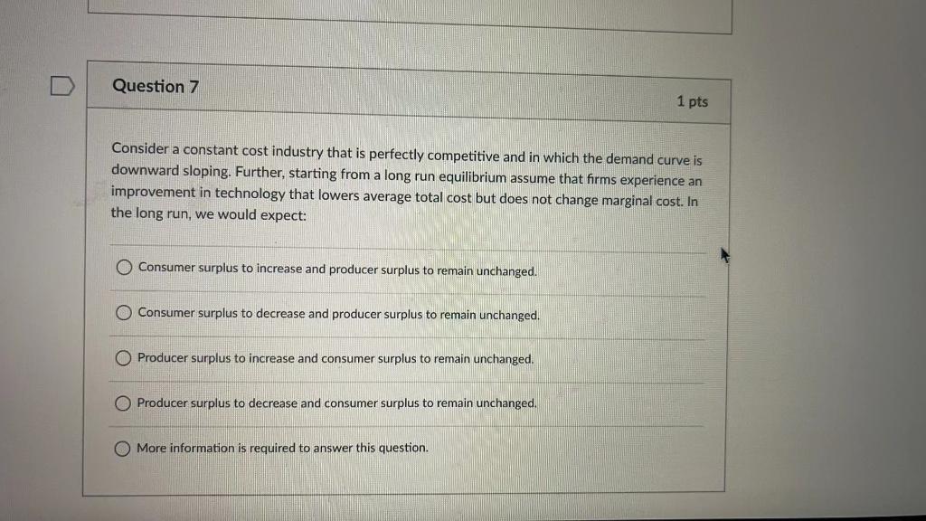 Solved Consider A Constant Cost Industry That Is Perfectly Chegg