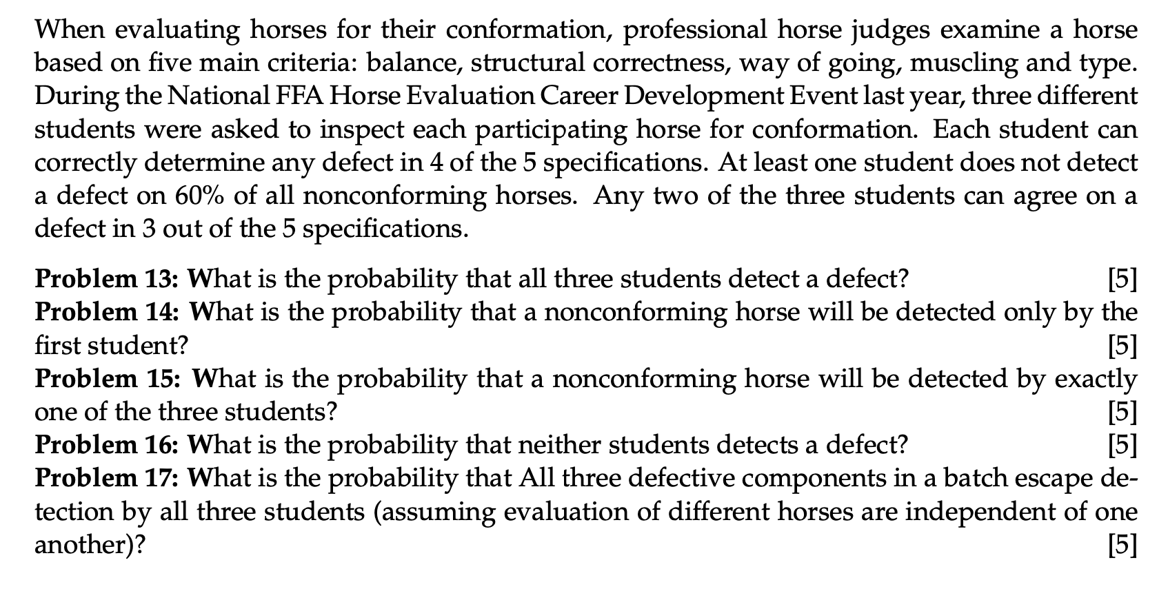 Solved When evaluating horses for their conformation, | Chegg.com