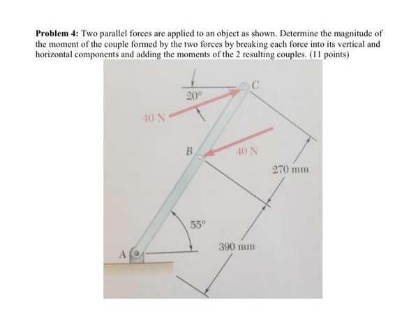 Solved Problem 4: Two parallel forces are applied to an | Chegg.com