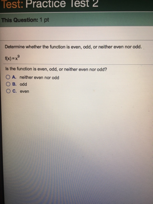Solved Determine whether the function is even, odd, or | Chegg.com