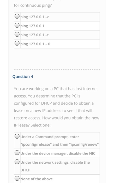 Solved for continuous ping? ping 127.0.0.1-c Oping 127.0.0.1 | Chegg.com