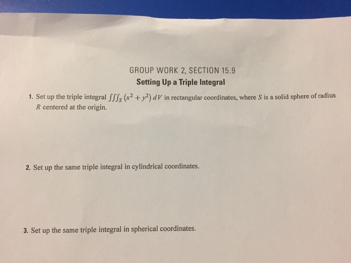 Solved Set up the triple integral tripleintegral_S (x^2 + | Chegg.com
