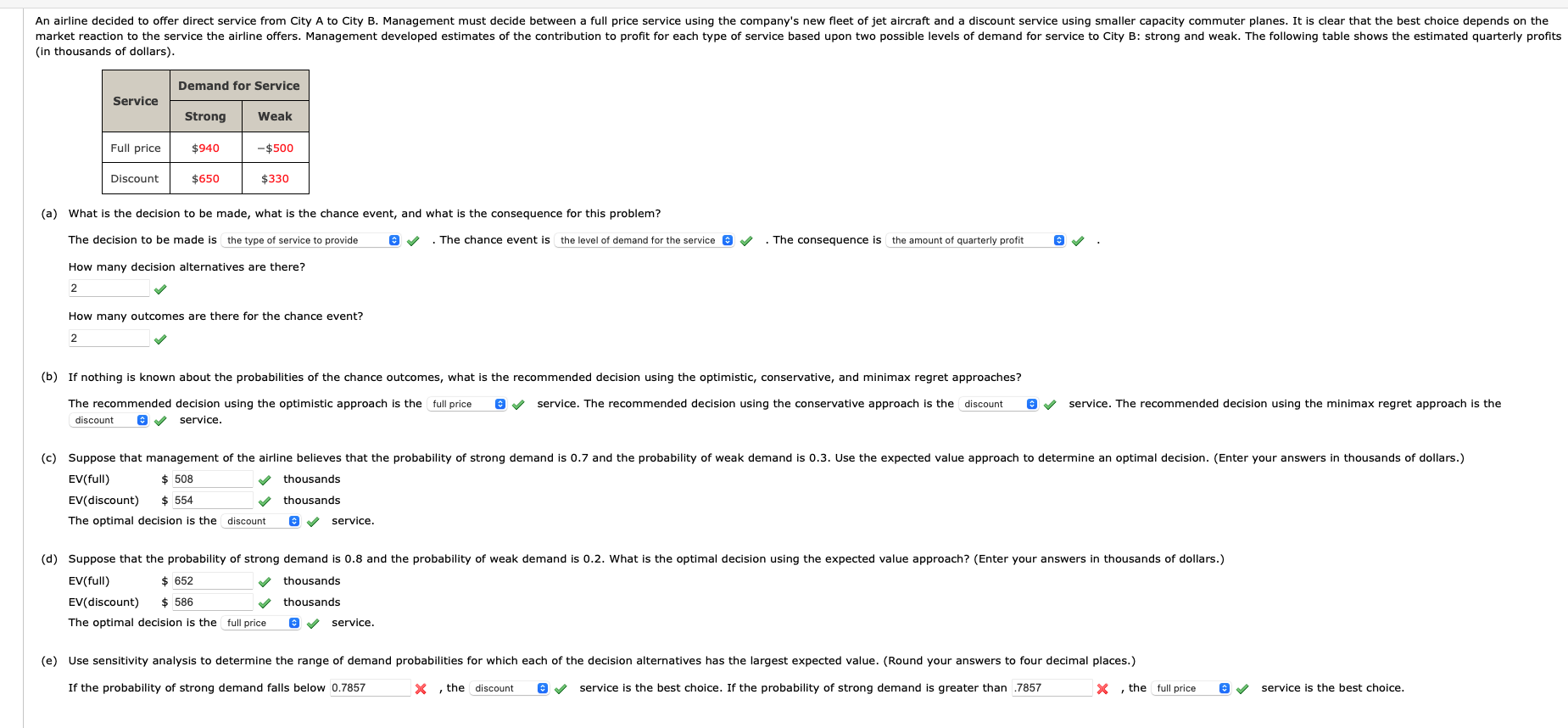 Solved An airline decided to offer direct service from City | Chegg.com