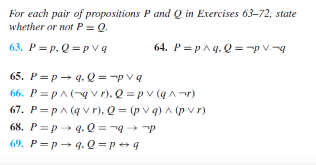 Solved For each pair of propositions P and Q in Exercises | Chegg.com