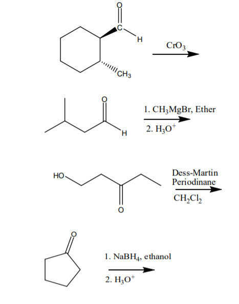 Solved H CrO; "ICH3 1. CH3MgBr, Ether H 2. Hz0+ НО. 우 | Chegg.com