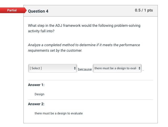 Solved Partial Question 4 What step in the ADJ framework | Chegg.com