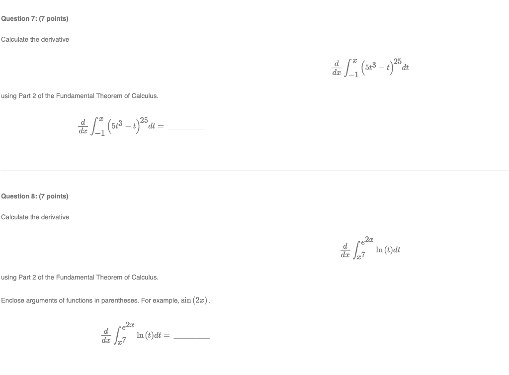Solved Question 7: (7 points) Calculate the derivative (53) | Chegg.com