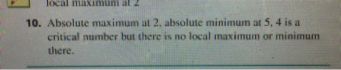 Solved Absolute maximum at 2, absolute minimum at 5, 4 is a | Chegg.com