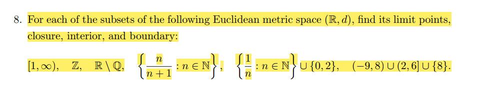 Solved For each of the subsets of the following Euclidean | Chegg.com