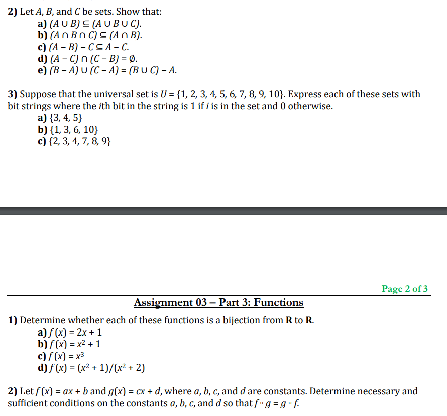 Solved 2) Let A,B, and C be sets. Show that: a) | Chegg.com