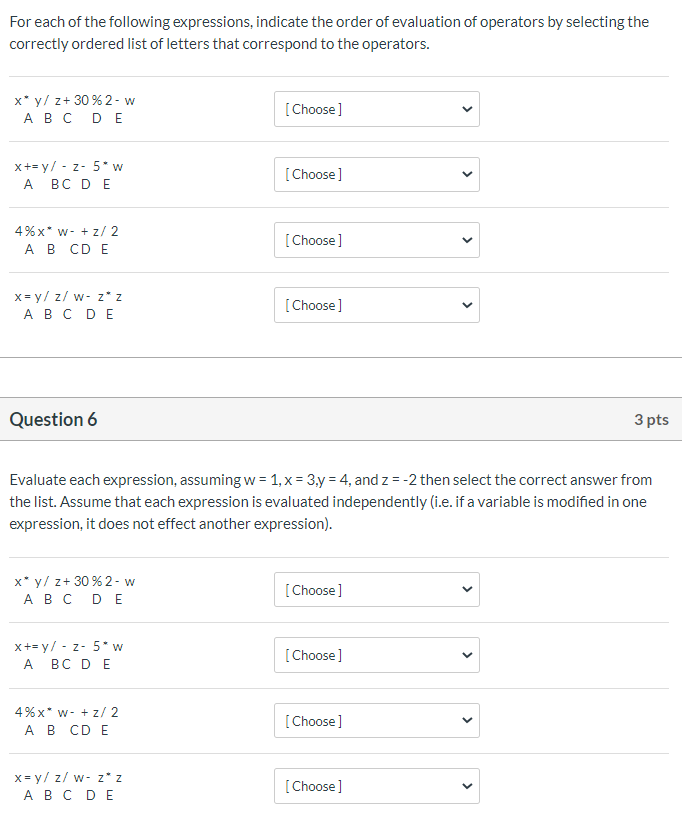 Solved For each of the following expressions, indicate the | Chegg.com