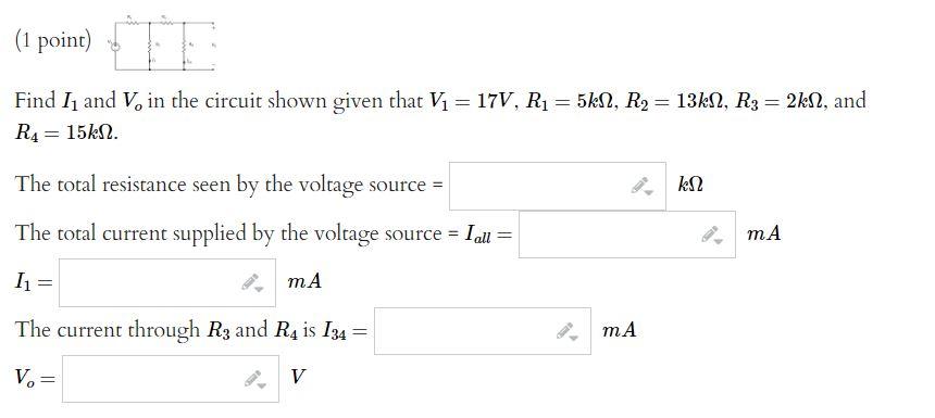 Solved Find I1 and Vo in the circuit shown given that V1=17 | Chegg.com