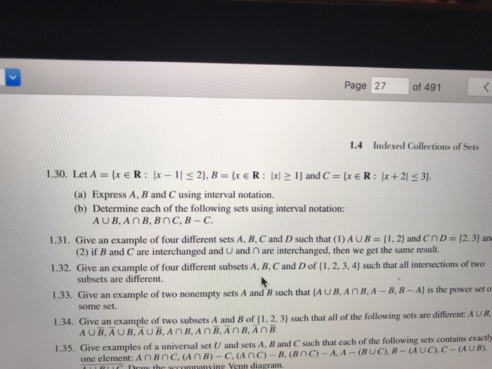 Solved Page 27 of 491 1.4 Indexed Collections of Sets (a) | Chegg.com