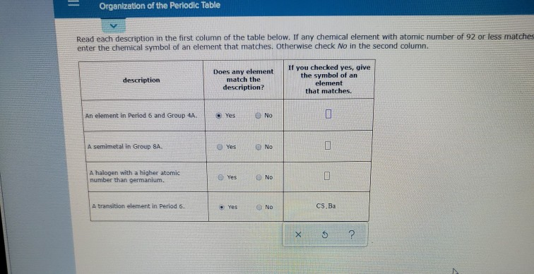 Solved Organization of the Periodic Table Read each | Chegg.com