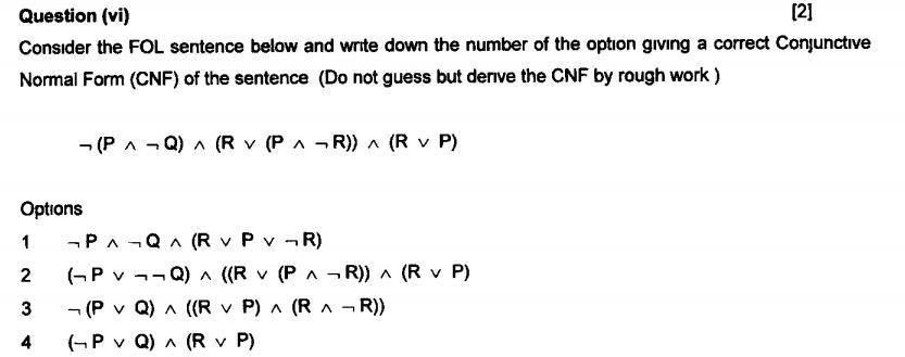 Solved Question (vi) [21 Consider the FOL sentence below and | Chegg.com
