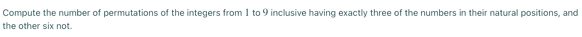 Solved Compute the number of permutations of the integers | Chegg.com