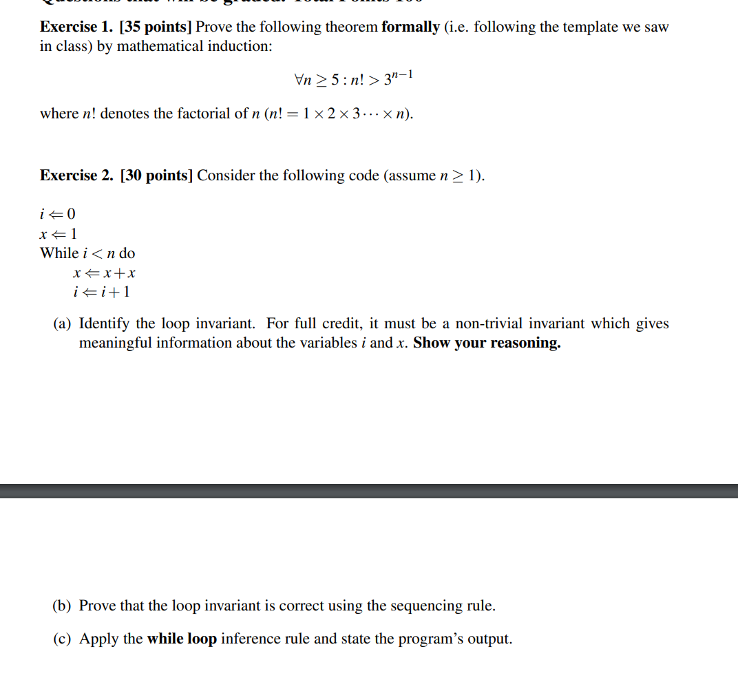 Solved Exercise 1. [35 points] Prove the following theorem | Chegg.com
