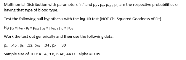 Solved Multinomial Distribution with parameters “n" and pA , | Chegg.com