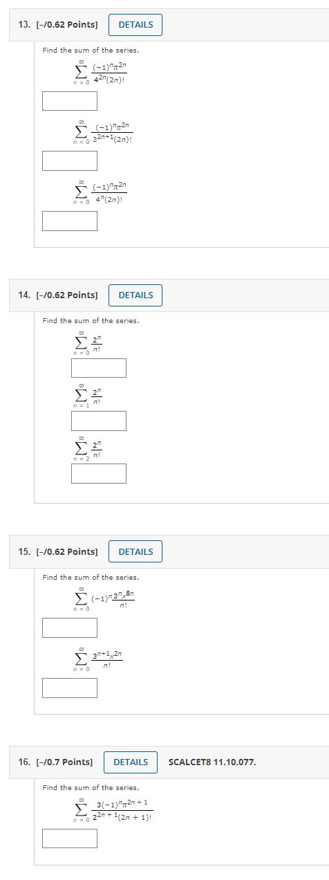 13. [−10.62 Points ] DETAILS Find the sum of the | Chegg.com