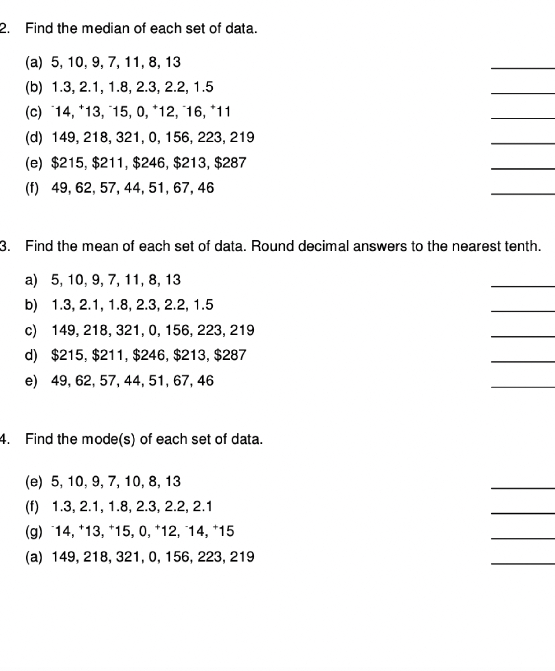Solved Find the median of ﻿each set of | Chegg.com