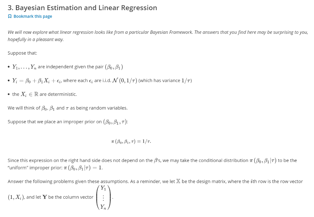 3. Bayesian Estimation and Linear Regression A | Chegg.com