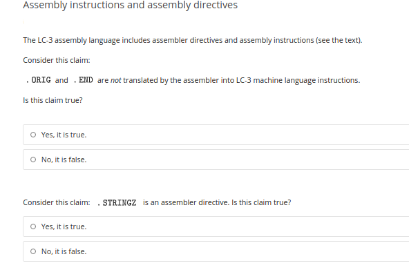 Solved Assembly instructions and assembly directives The | Chegg.com