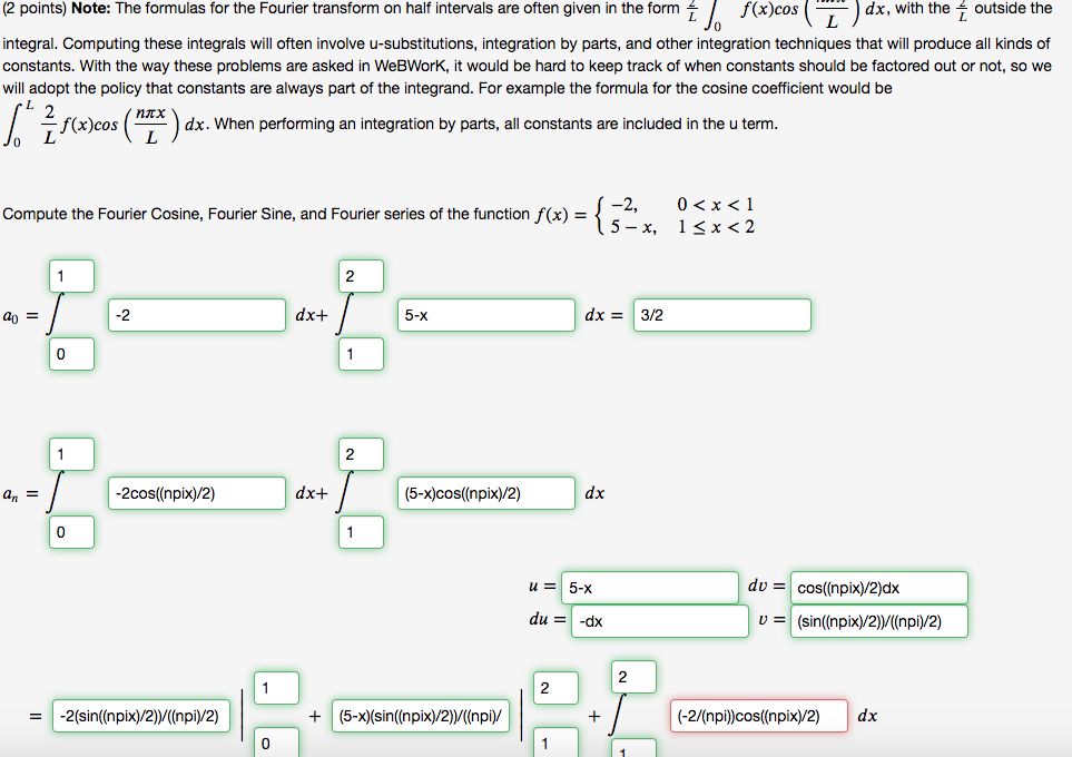 Solved 12 points) Note: The formulas for the Fourier | Chegg.com