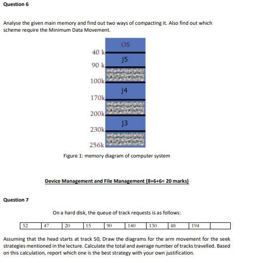 Solved Question 6 Analyse the given main memory and find out | Chegg.com