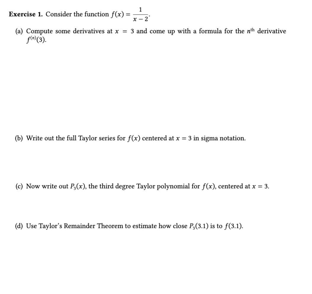 Solved Exercise 1. ﻿Consider the function f(x)=1x-2.(a) | Chegg.com