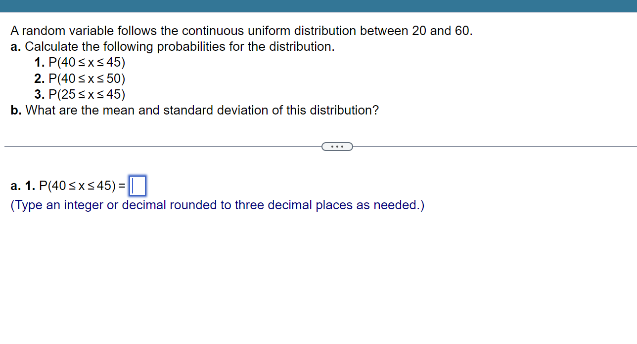 Solved A random variable follows the continuous uniform | Chegg.com