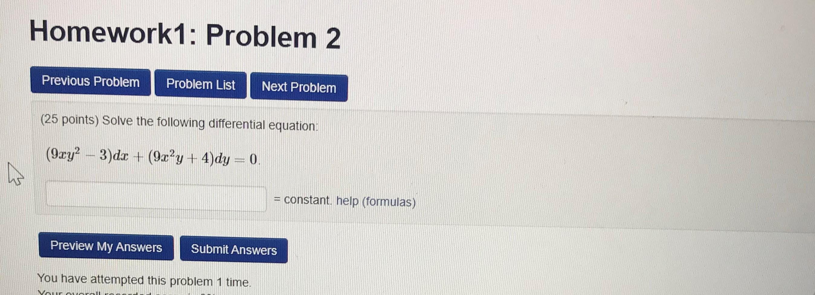 Solved Homework1: Problem 2 Previous Problem Problem List | Chegg.com