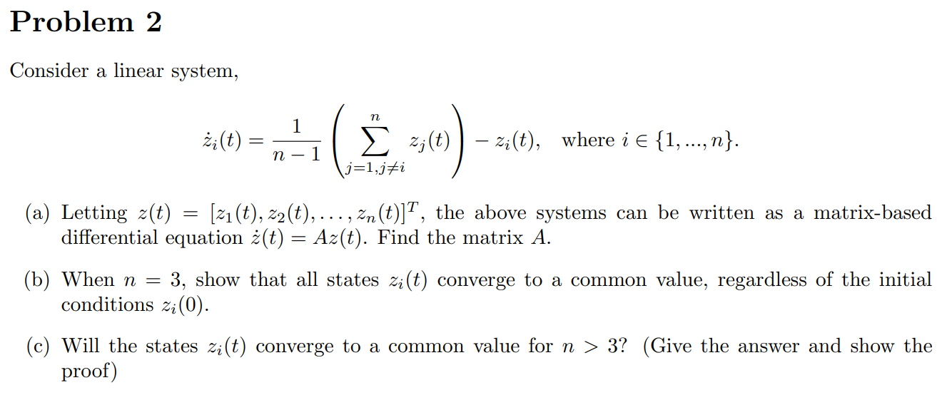 Solved Consider a linear system, | Chegg.com