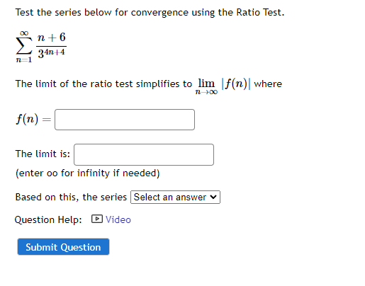 Solved Test the series below for convergence using the Ratio | Chegg.com