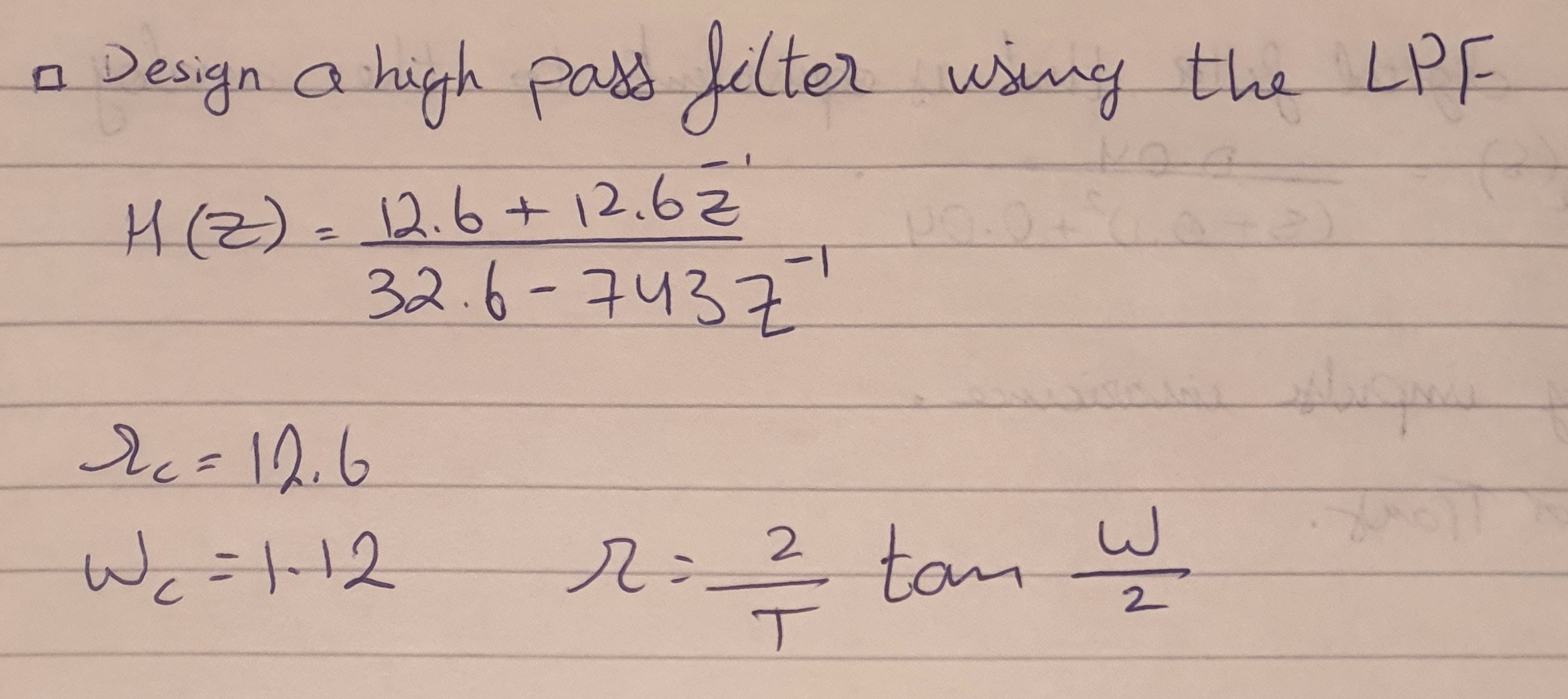 - Design a high pass filter using the LPF | Chegg.com