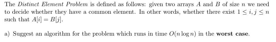 Solved The Distinct Element Problem is defined as follows: | Chegg.com