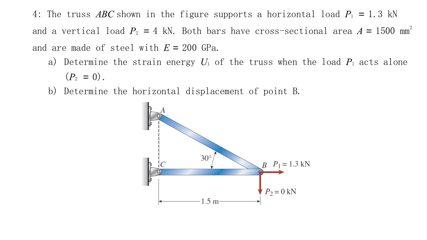 Solved 4: The truss ABC shown in the figure supports a | Chegg.com