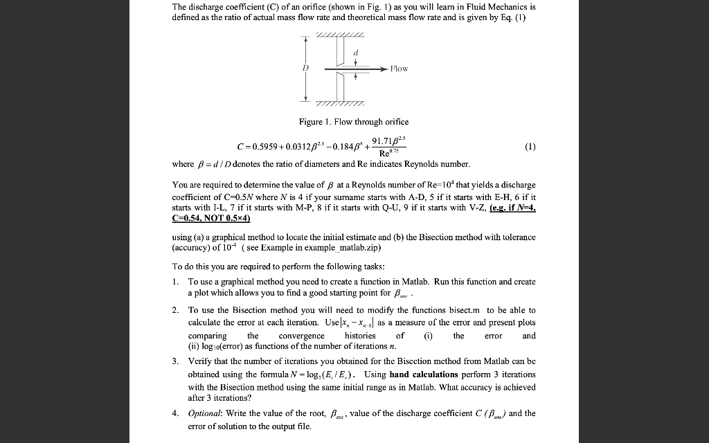 The discharge coefficient (C) of an orifice (shown in | Chegg.com