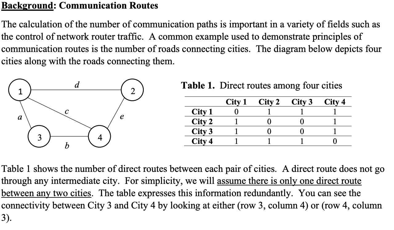 Background: Communication Routes The calculation of | Chegg.com
