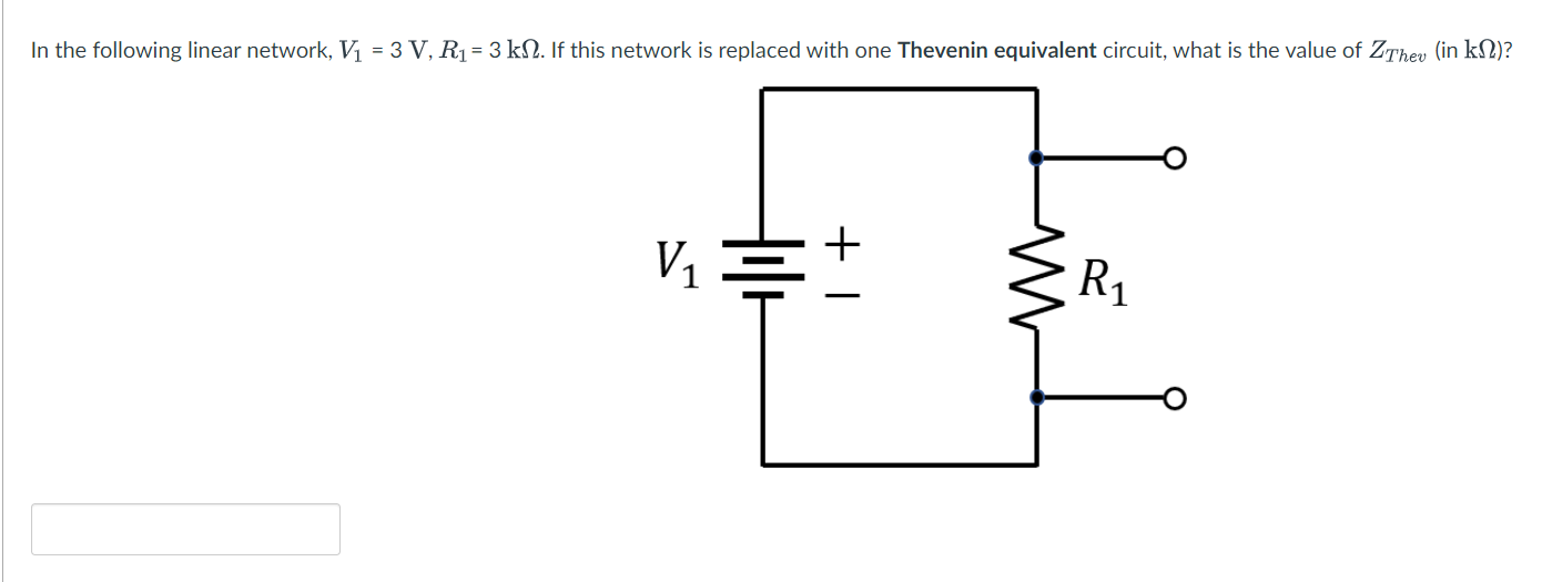 Solved In the following linear network, V1=3 V,R1=3kΩ. If | Chegg.com